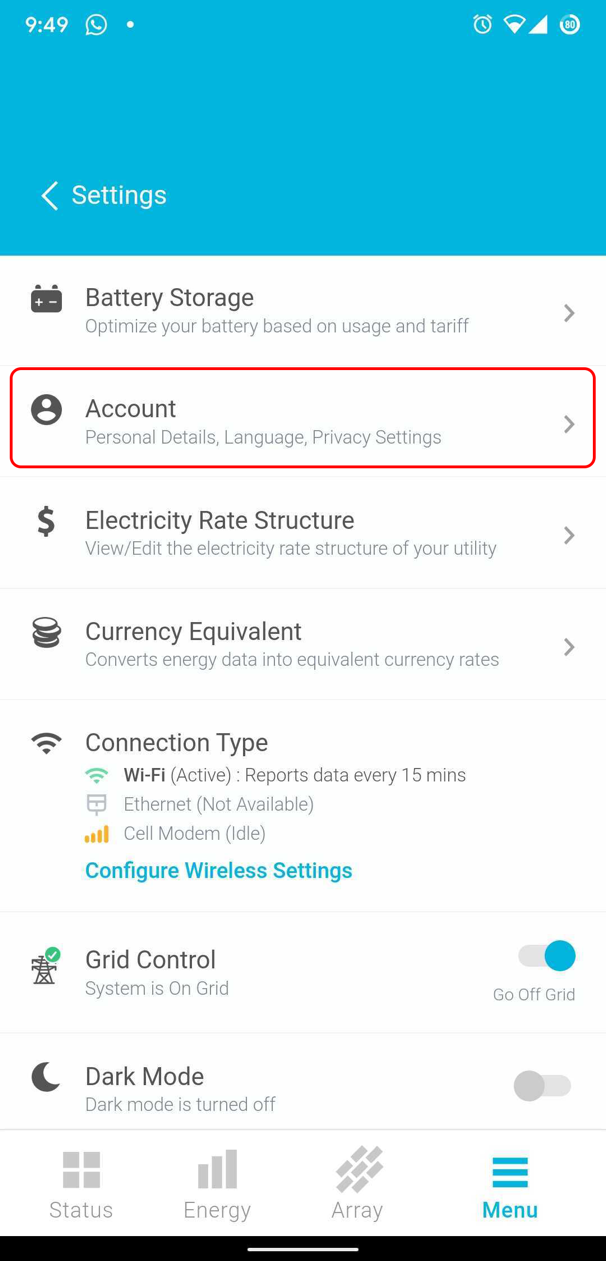 How do I change the language of the Enphase Enlighten app?