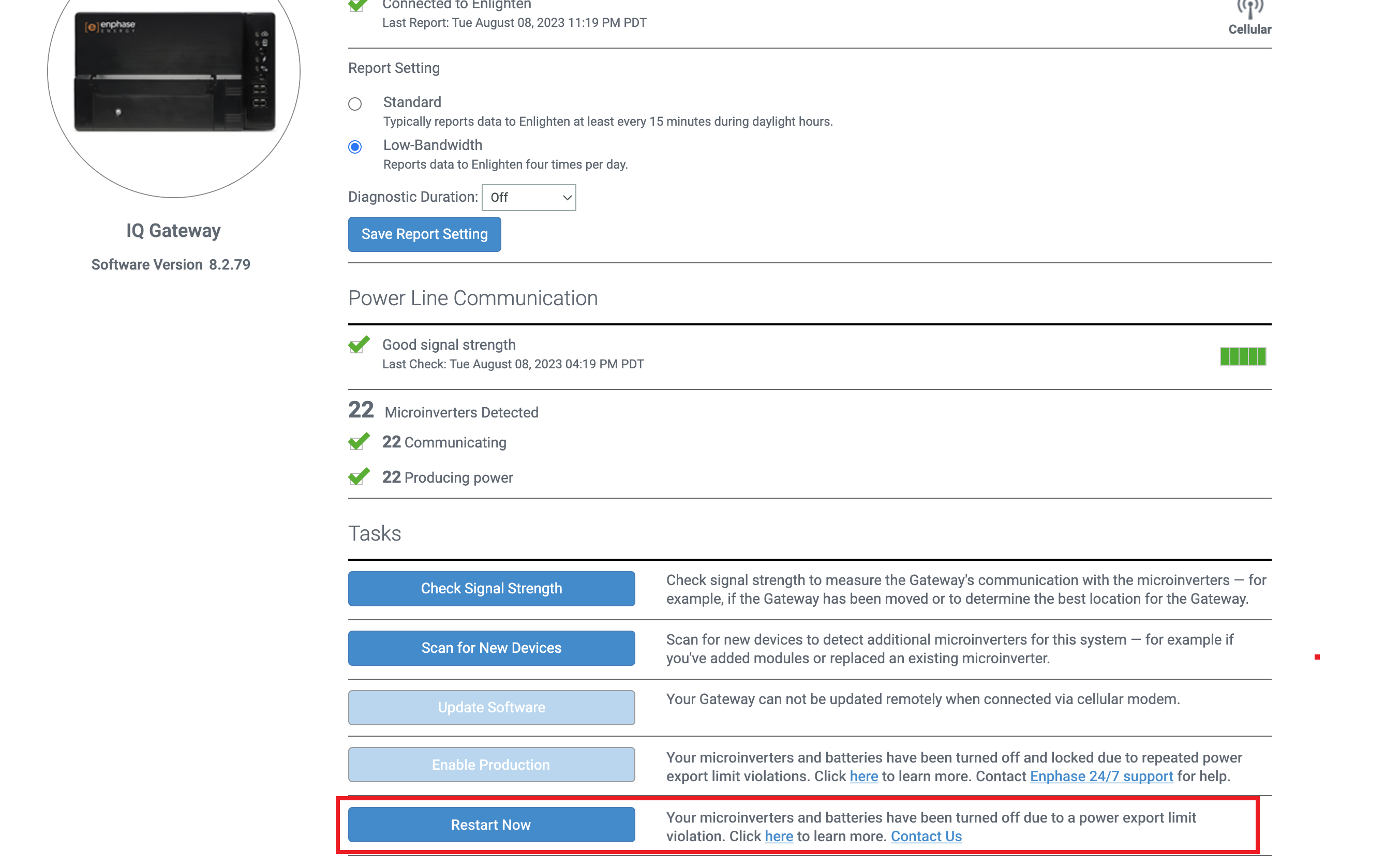 How to restart an Enphase Energy System after export or import limit ...