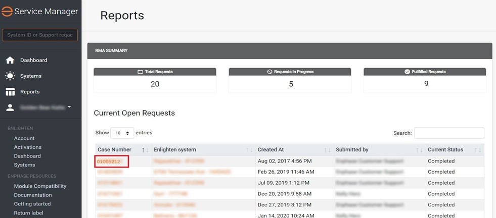How to pull RMA report in Service Manager? - Support | Enphase