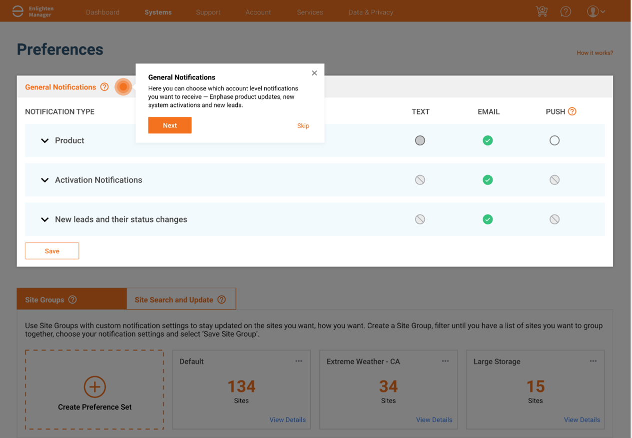 Notification Preferences for Installers - Support | Enphase