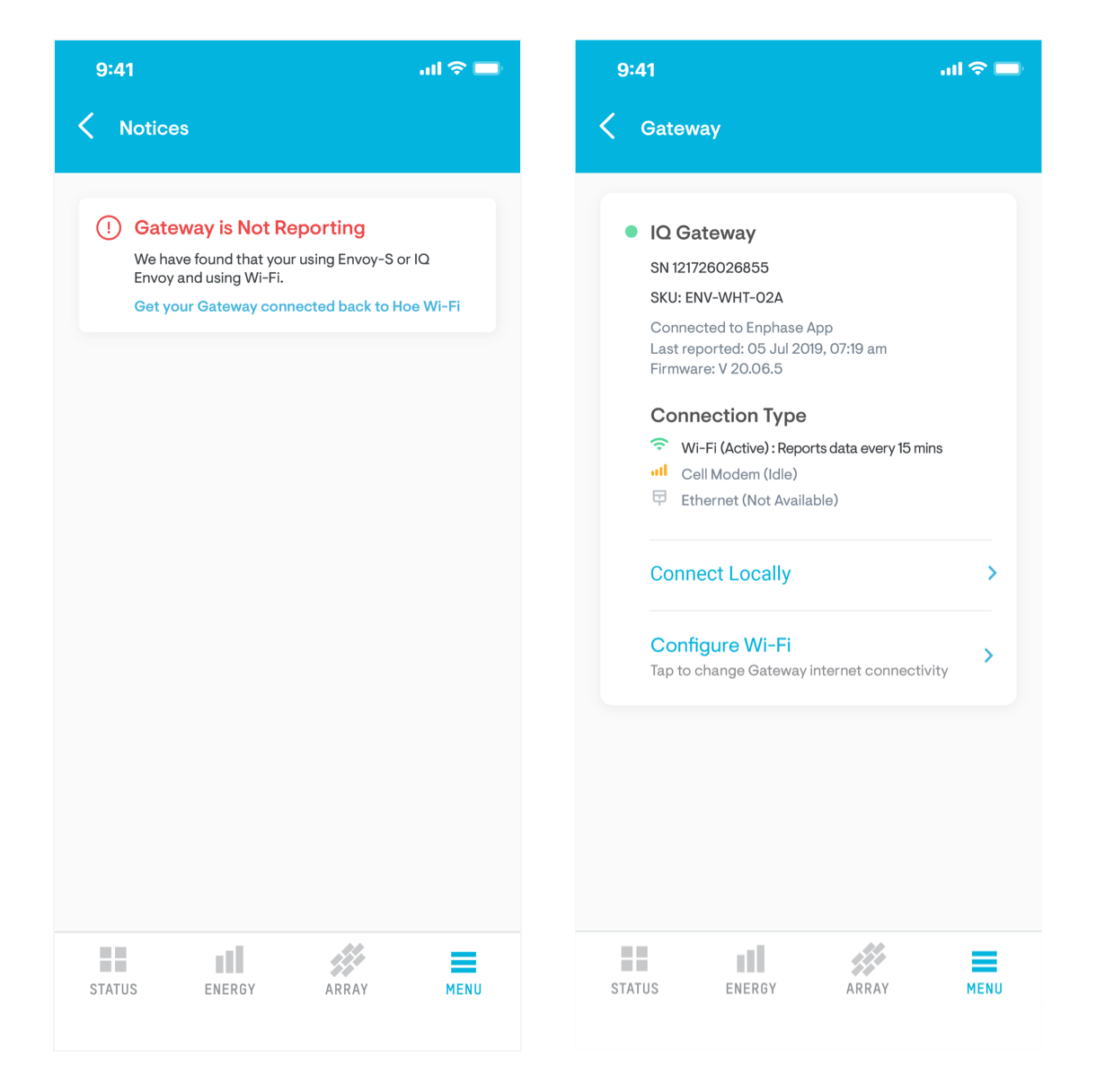 Erneutes Verbinden des Envoy S oder IQ Gateway über die Enphase App ...