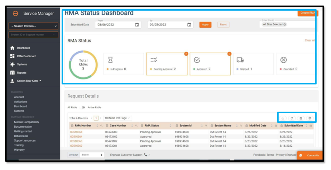 Getting started with the RMA Dashboard - Support | Enphase
