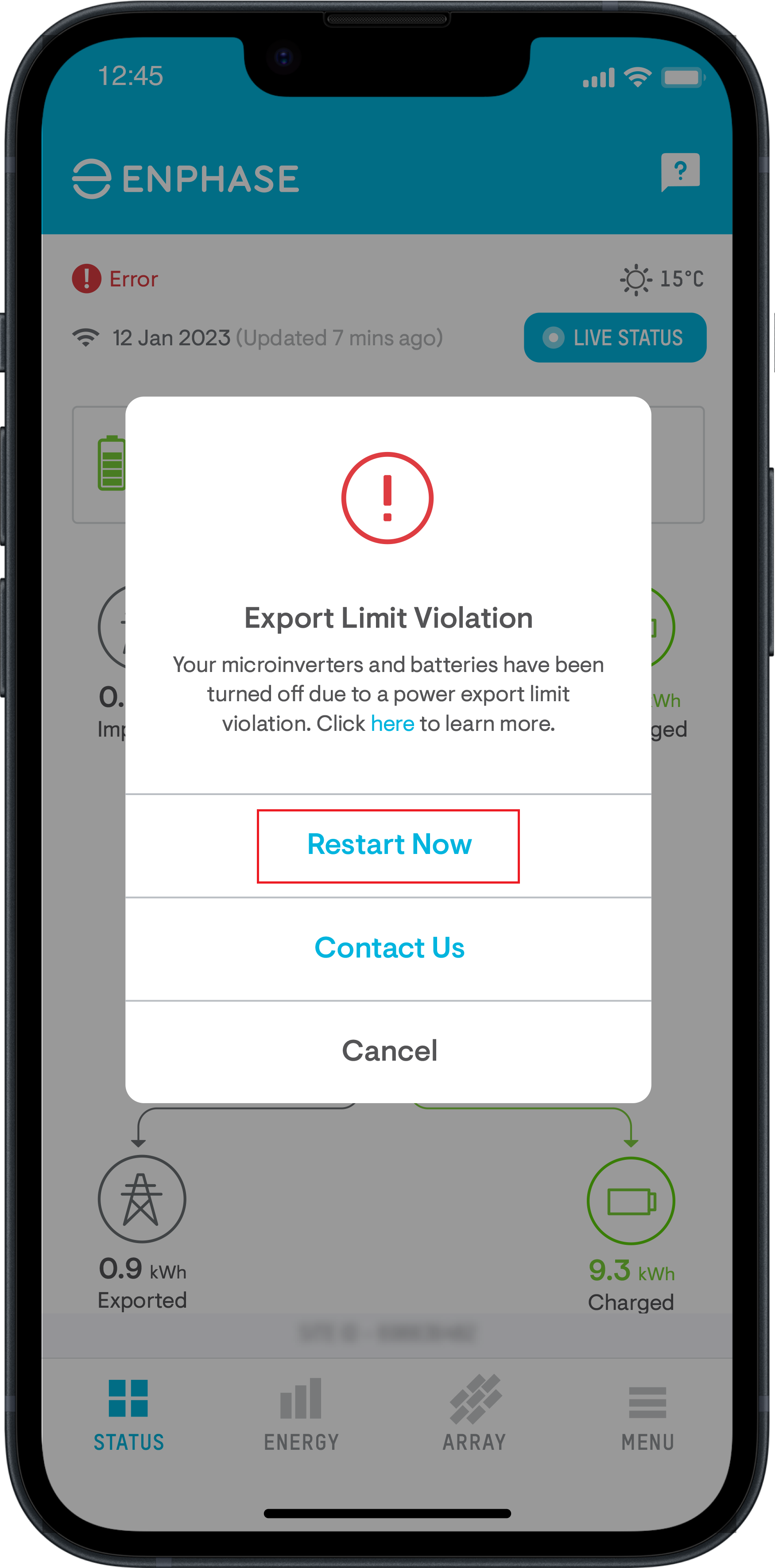 How to restart your Enphase Energy System after export or import limit errors - Support | Enphase