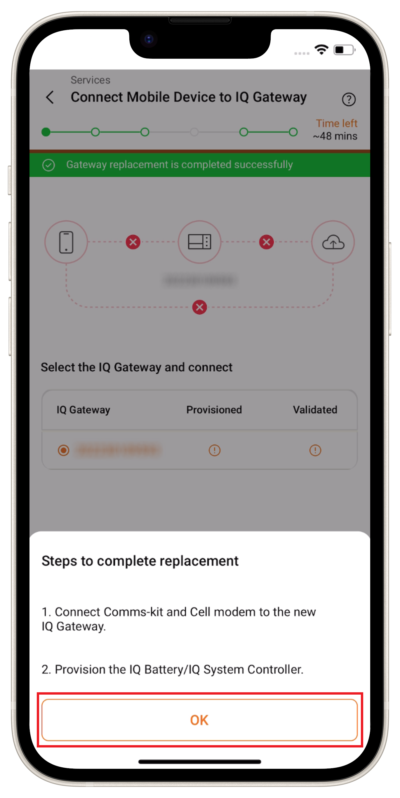 Configuring a replacement IQ Gateway using the Enphase Installer App ...