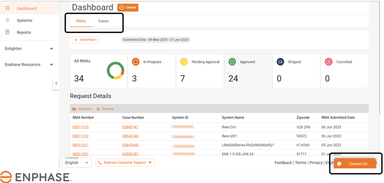 Getting started with the RMA dashboard - Support | Enphase