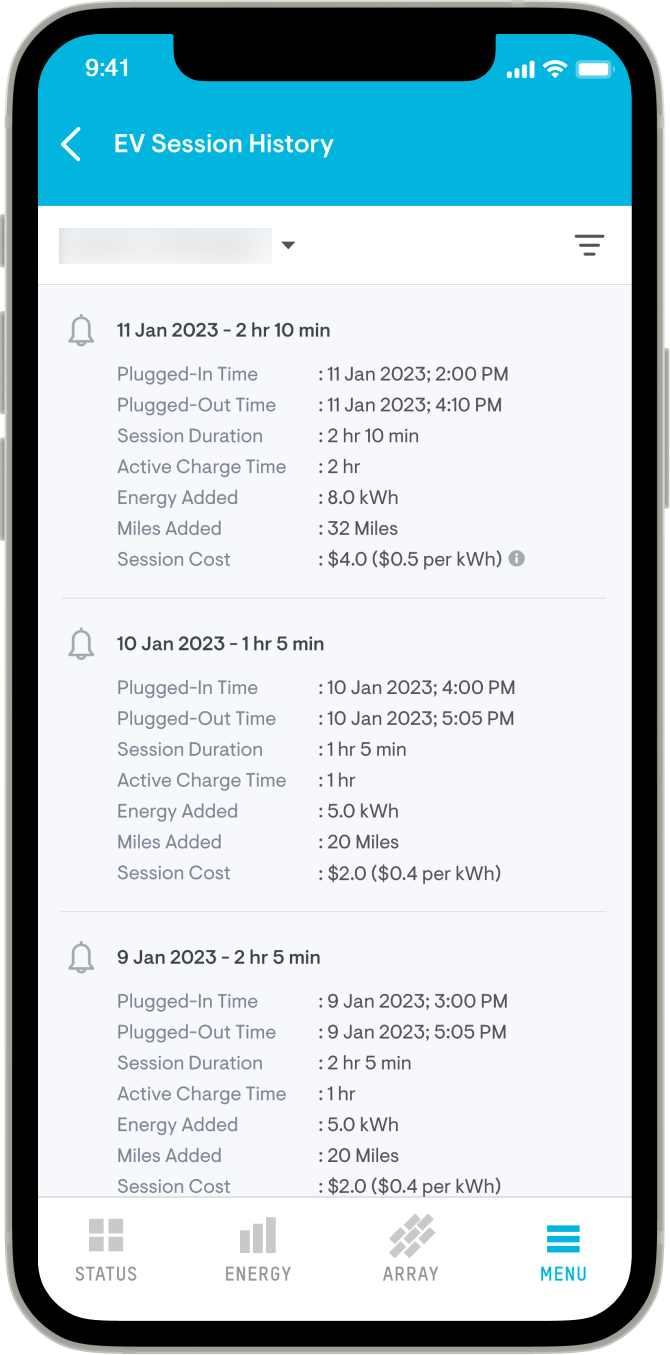 How can I view the history of my EV charging sessions? - Support | Enphase